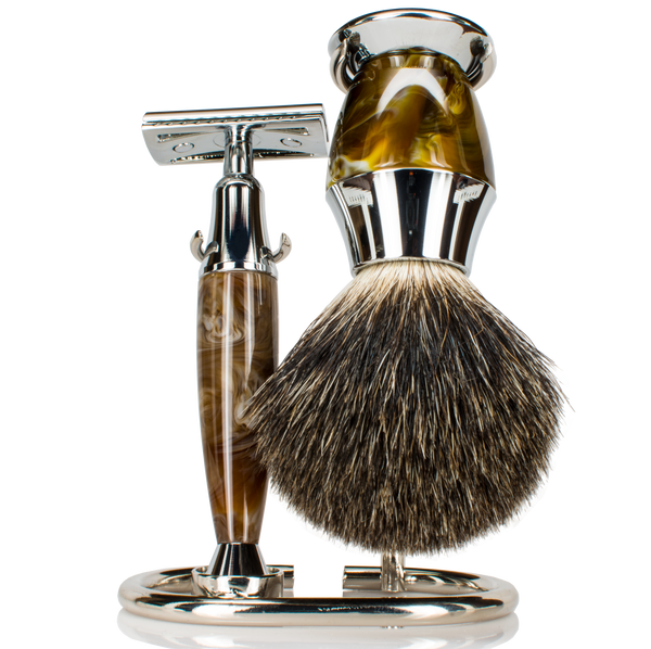 Shaving Kit for Men with Black Badger Shaving Brush, Double Edge Safet ...